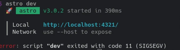 Random crashes upon first start with Astro · Issue #4638 · oven-sh/bun · GitHub