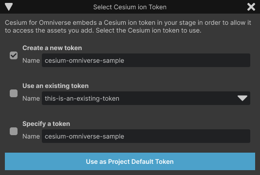 Implement Select Cesium Ion Token Window · Issue 107 · Cesiumgscesium Omniverse · Github