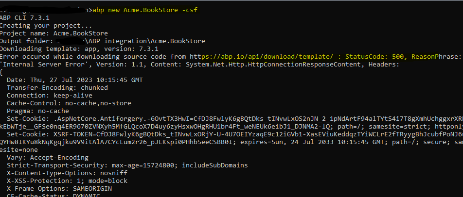 Unable To Create New Project · Issue 17215 · Abpframework Abp · Github
