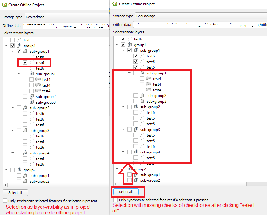 "Select all" button does not select all layers (i.e. in subsubgroups) in offline-editing-core ...