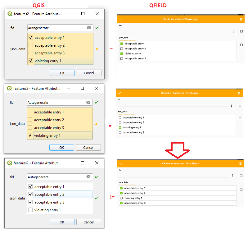 Constraints are not recocnized using multiple selections/json fields · Issue #4097 · opengisch ...