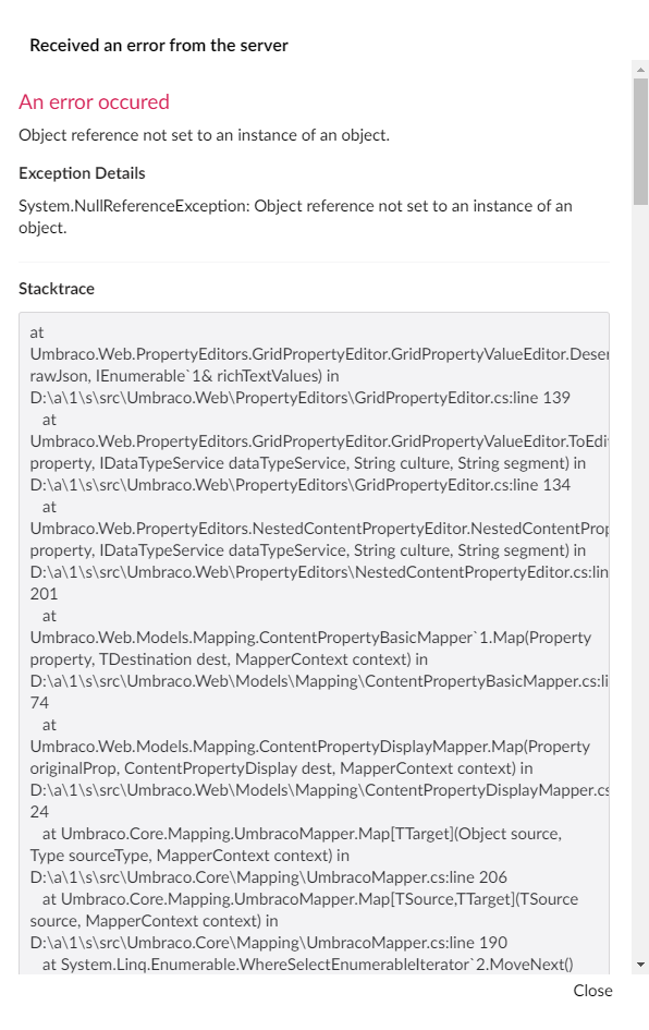 Grid Layout backoffice exception · Issue #7401 · umbraco/Umbraco-CMS · GitHub