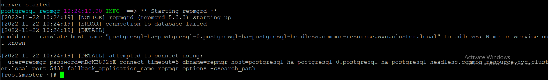 [bitnami Postgresql Ha] Could Not Translate Hostname To Address Service Or Name Not Known