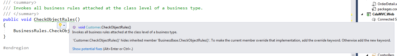 CSLAMVC project: CheckObjectRules warning · Issue #889 · MarimerLLC/csla · GitHub