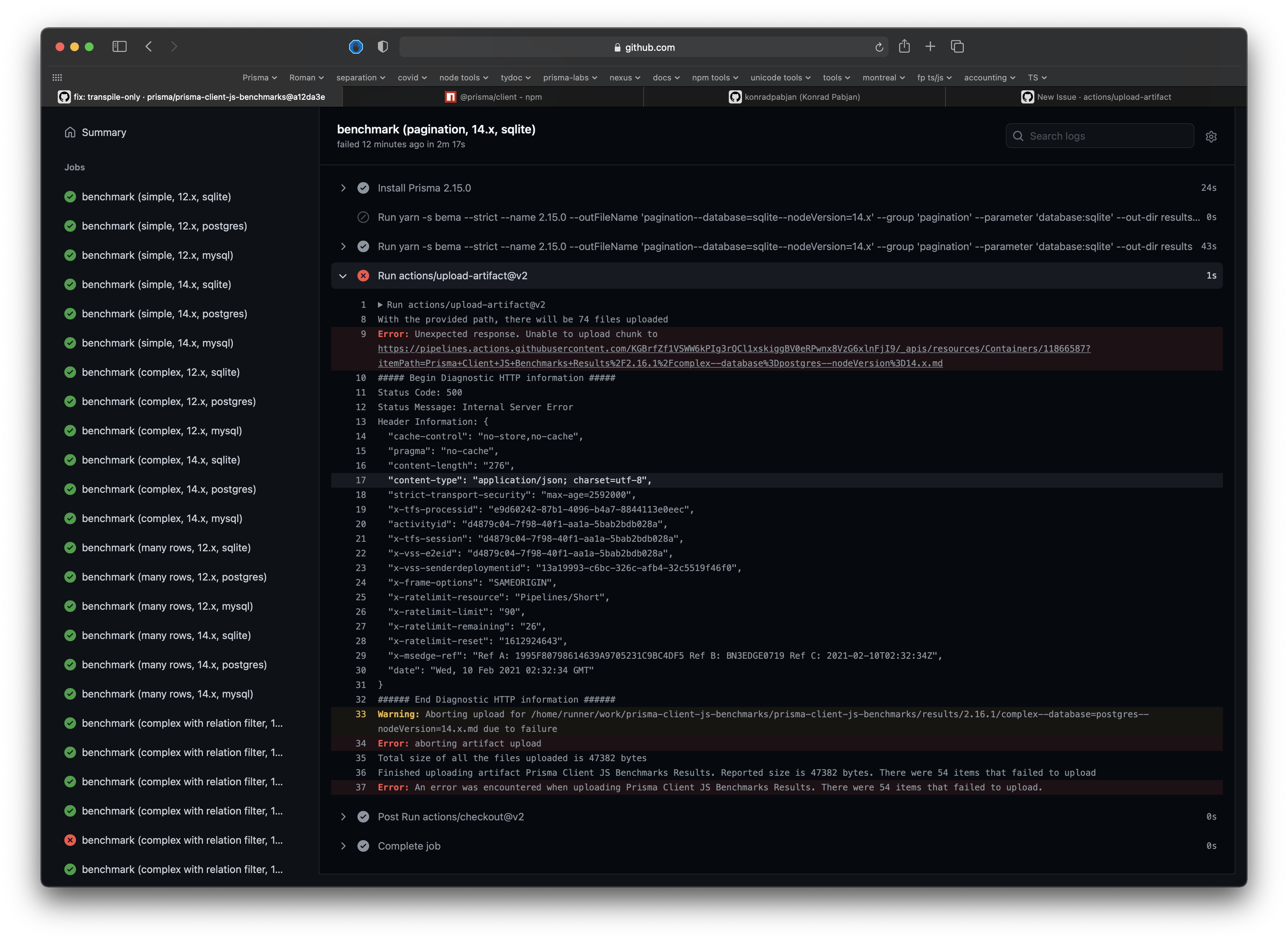Consistently failing uploads on matrix workflow · Issue #175 · actions ...