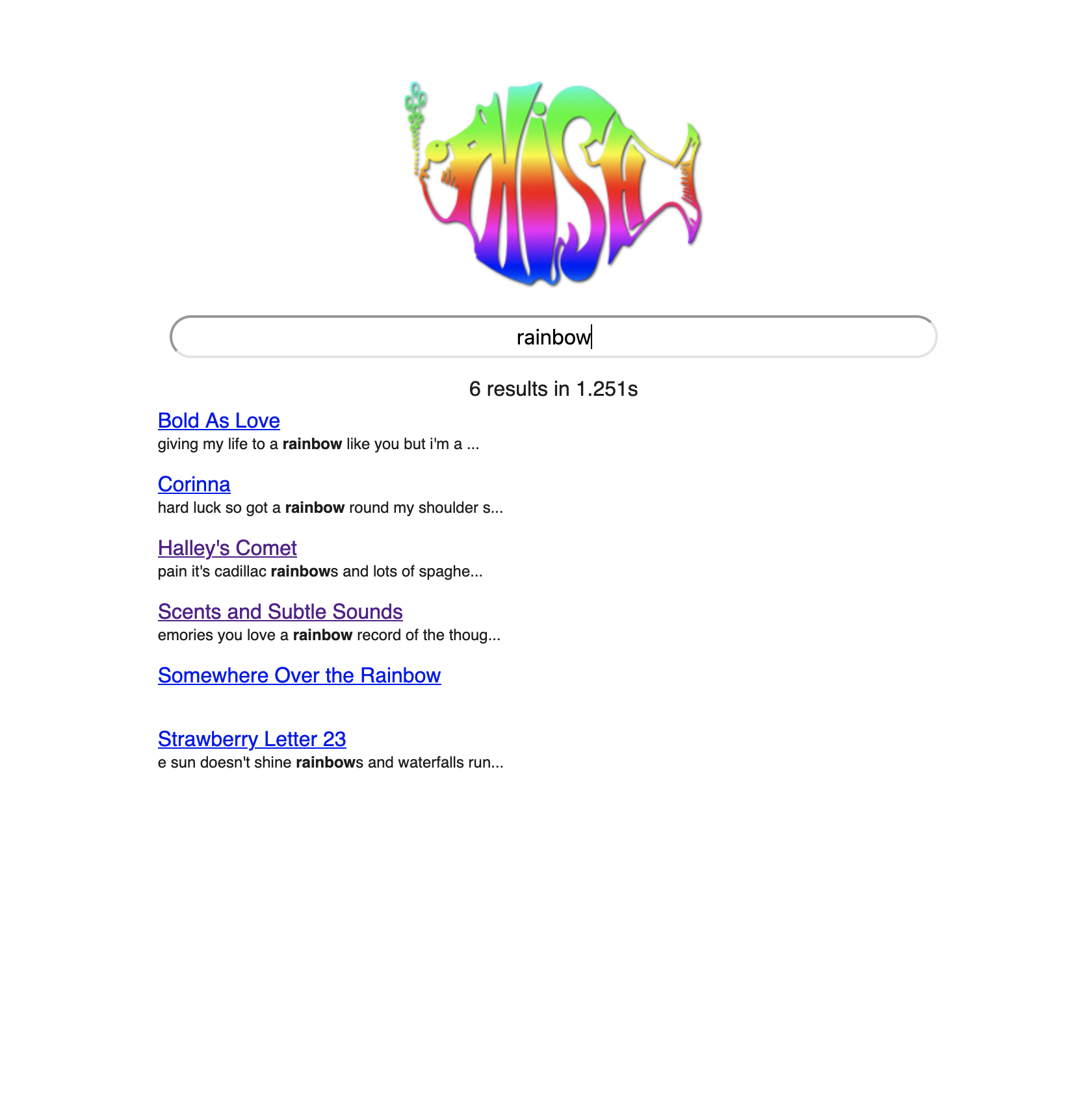GitHub - dolandrew/googliapparatus: Searchable database of phish lyrics