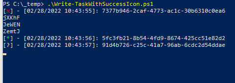 Example of a PowerShell function that will write text the screen and ...