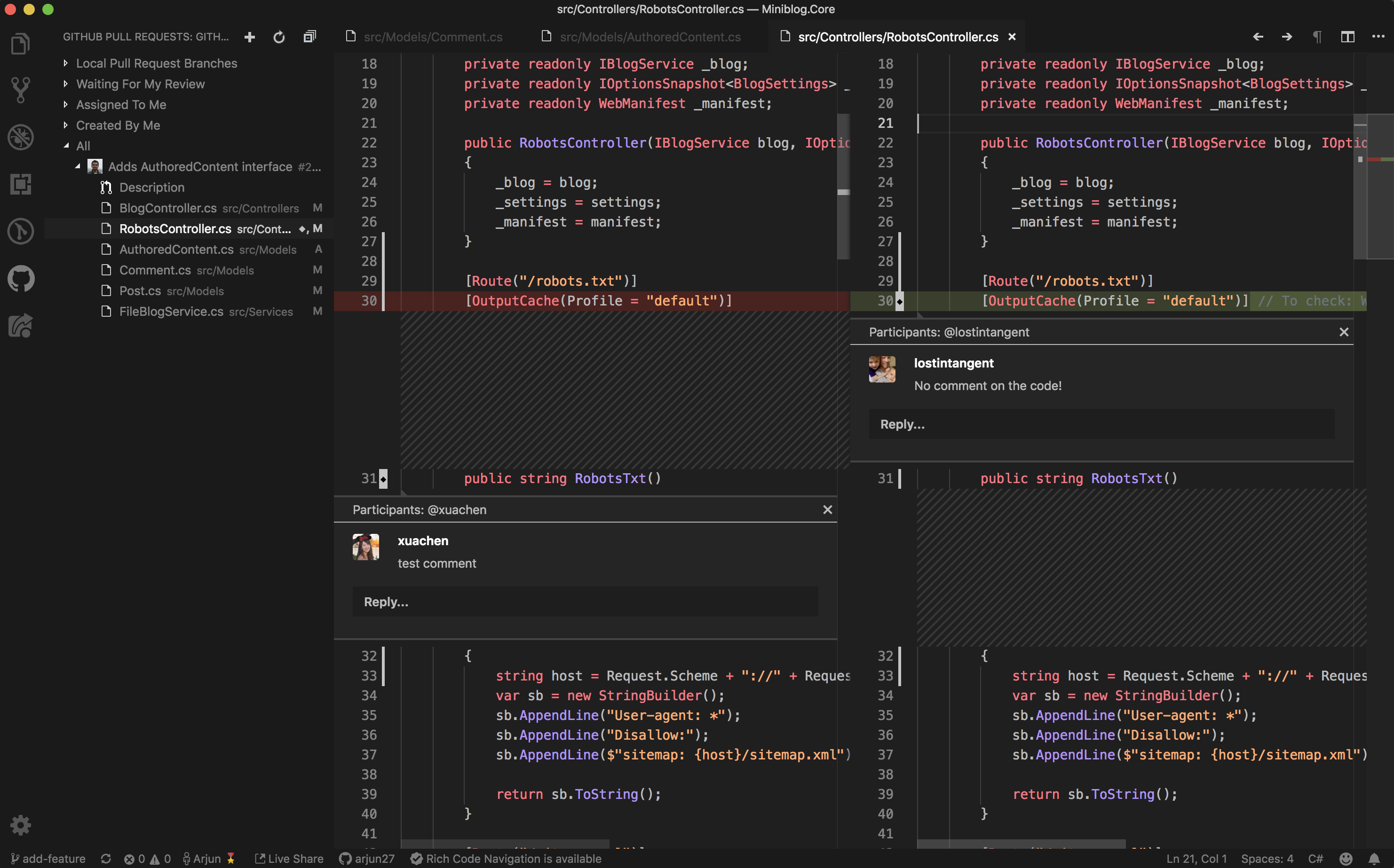 Comments Misplaced For Unified Diff View · Issue 1150 · Microsoft 