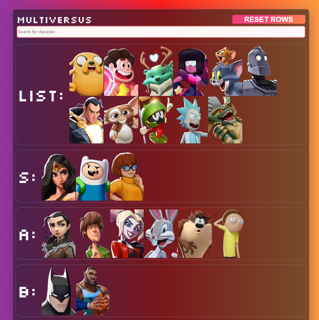 GitHub - schristian4/multiversus-tier-react: Created with CodeSandbox