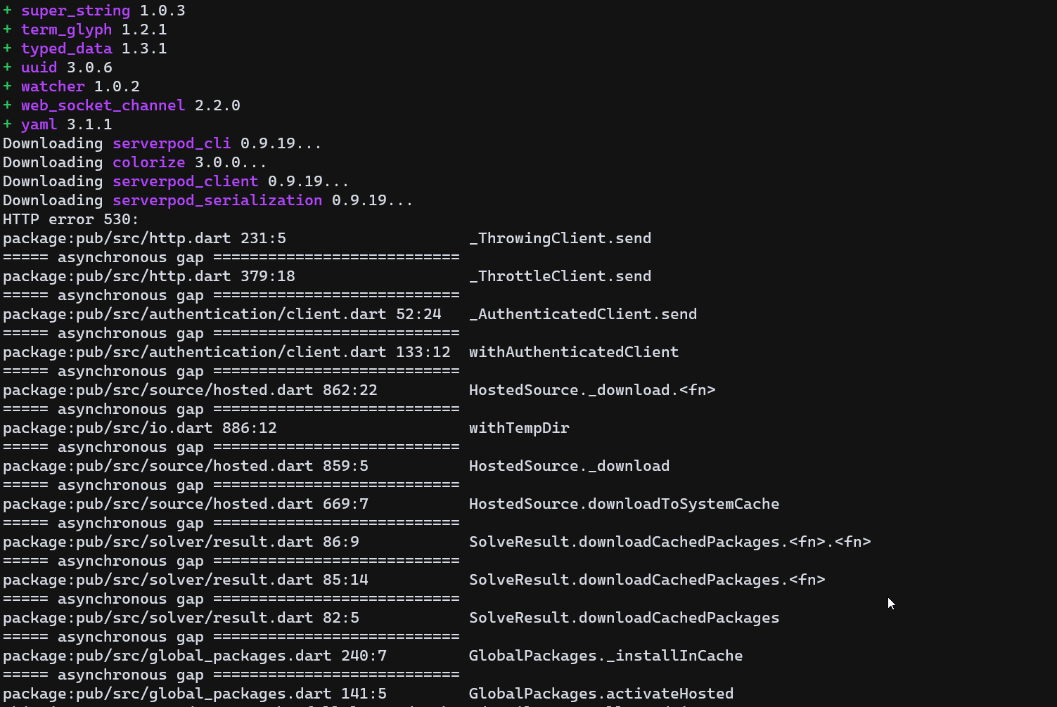 Problem running 'dart pub global activate serverpod_cli' install serverpod · Issue #342 ...