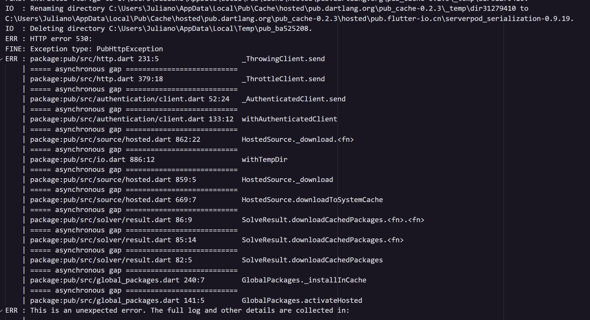 Problem running 'dart pub global activate serverpod_cli' install serverpod · Issue #342 ...