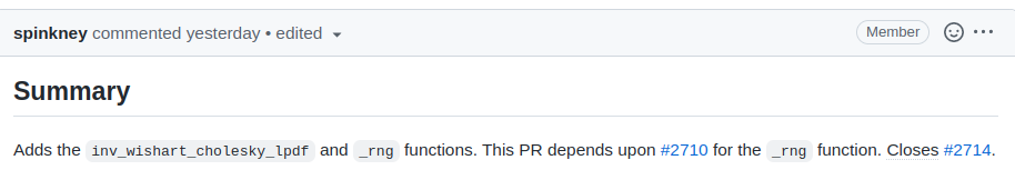 add inverse wishart cholesky · Issue #2714 · stan-dev/math · GitHub