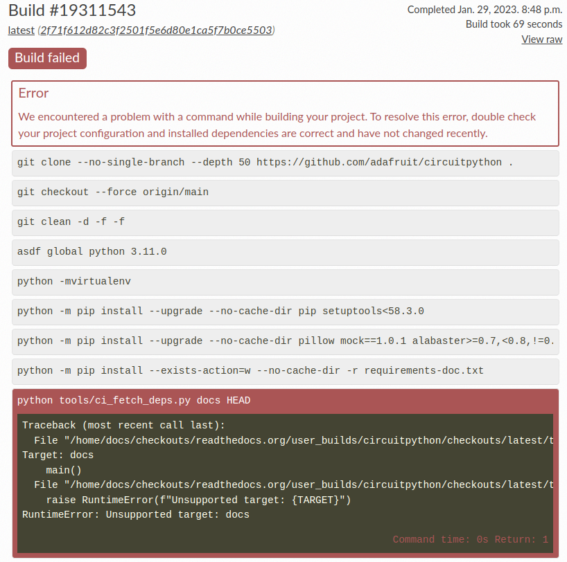Readthedocs Builds Are Failing For Latest 8 0 0 Builds · Issue 7507 · Adafruit Circuitpython