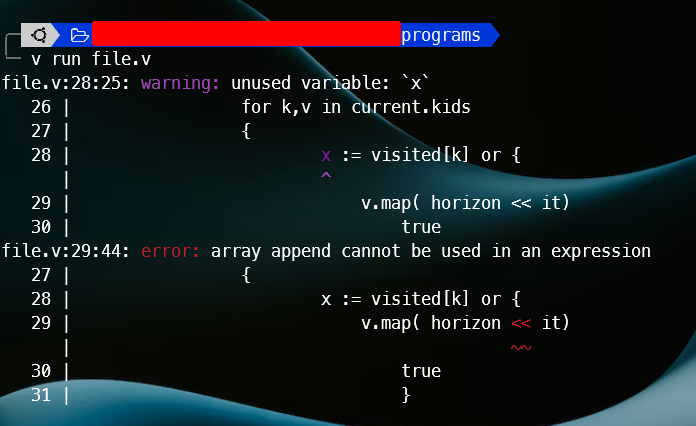 Compiler Error -- declaration of void object during map() · Issue #12910 · vlang/v · GitHub