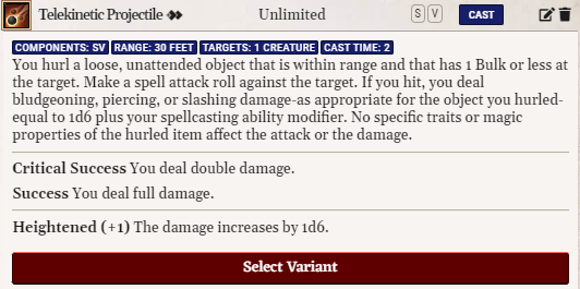 Select Variant Button Also Present On Non Variable Cast Time Spells · Issue 3234 · Foundryvtt
