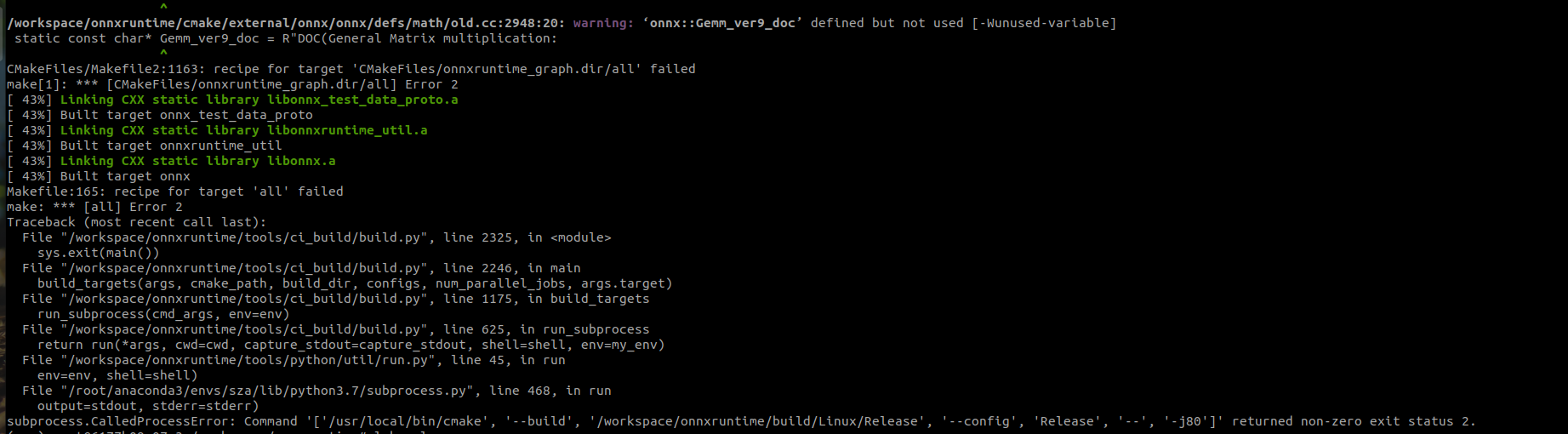 OnnxRuntime Build Failure in Docker · Issue #9530 · microsoft/onnxruntime · GitHub