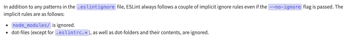 Reporting errors from node_module and no way to suppress/disable (also ignores .eslintignore ...