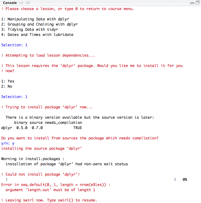 I can not start lesson 1 of "Getting and Cleaning Data" · Issue #623 · swirldev/swirl · GitHub