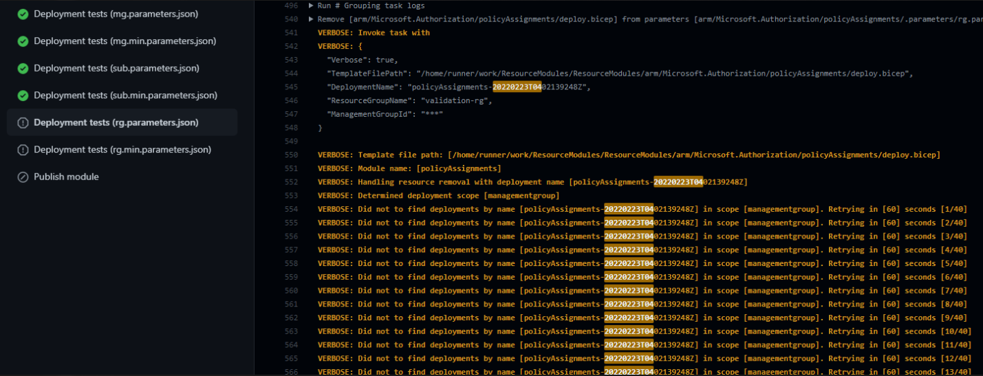 Resource Removal issue when the root module (deploy.bicep) is management group scope and child ...