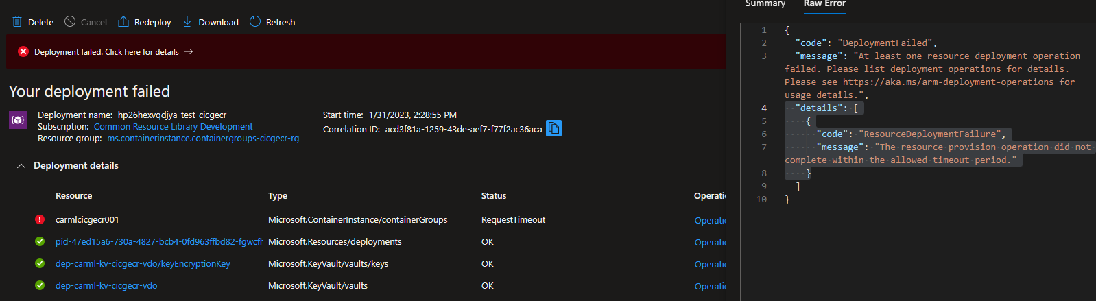 [failed Pipeline] Containerinstance Containergroups · Issue 2635 · Azure Resourcemodules · Github