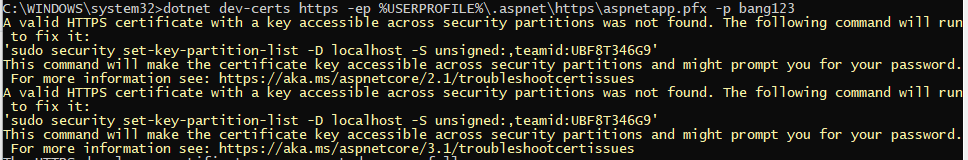 Command does not run successfully on windows 10 Pro · Issue #19532 · dotnet/AspNetCore.Docs · GitHub