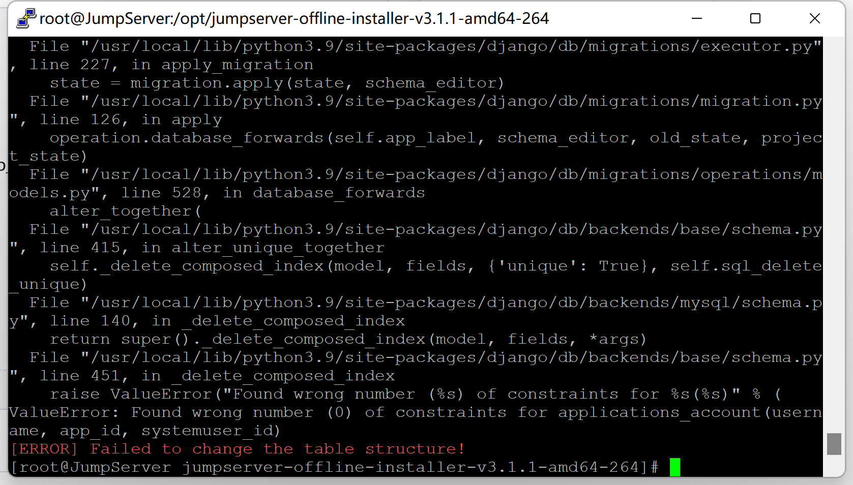 [Bug] 2.28.7版本升级3.1.1版本报错更改表结构失败 · Issue #10175 · jumpserver/jumpserver ...