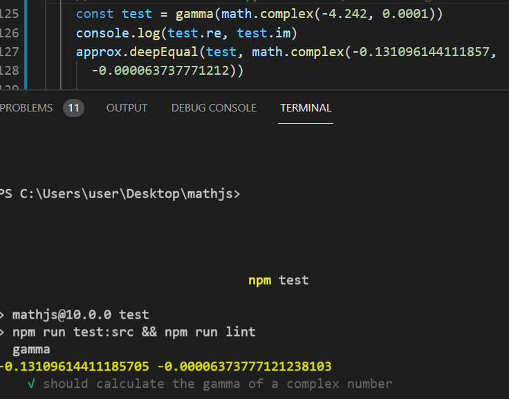 Complex gamma function gives wildly incorrect results · Issue #1681 · josdejong/mathjs · GitHub