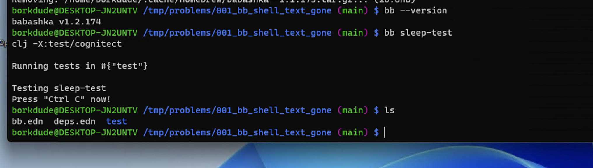 Early exit on bb shell on WSL corrupts terminal input visibility. · Issue #1512 · babashka ...