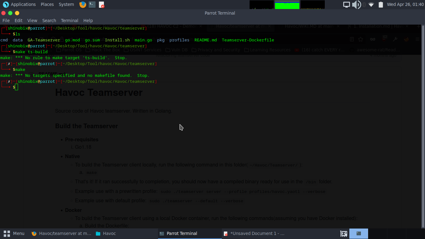 [Teamserver-Client--Bug]: Unabale to build the team server · Issue #316 · HavocFramework/Havoc ...