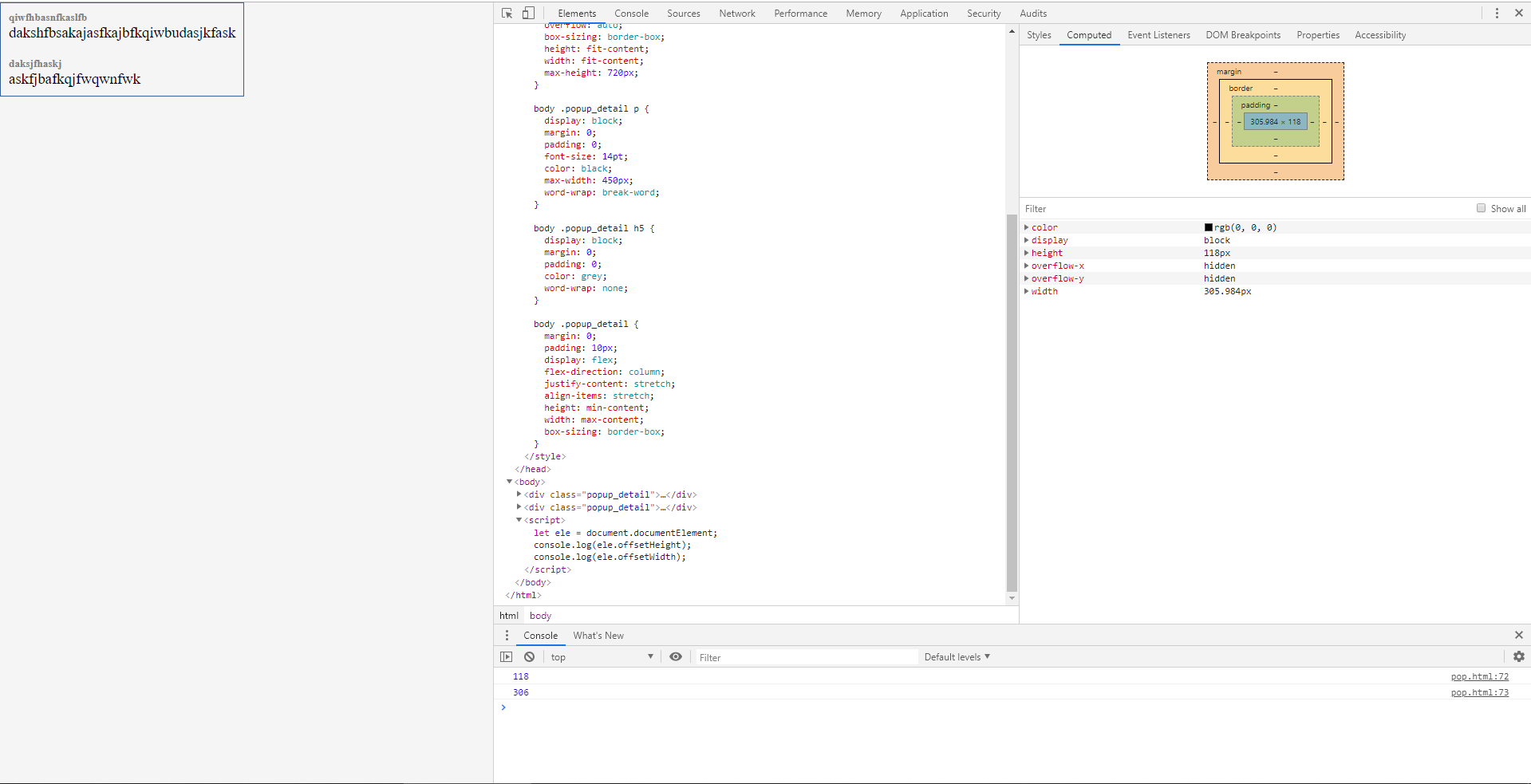 Javascript Returns Incorrect Computed Css Sizes Differs From Devtools