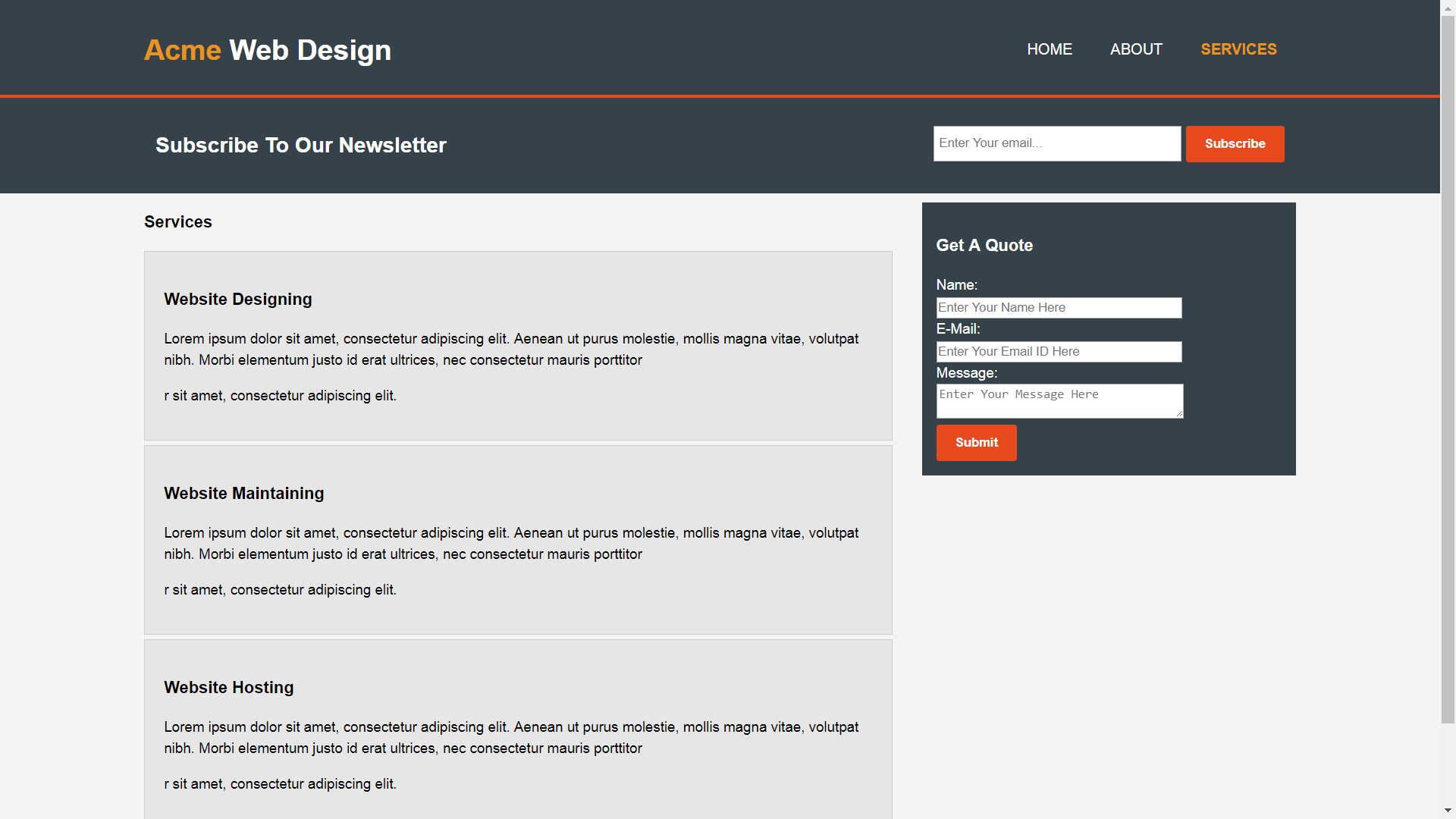 GitHub - sinhasomya/acme: This is a website designed for a company ...