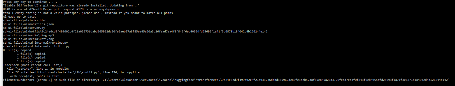 Various weird issues during the Windows installation · Issue #182 · easydiffusion/easydiffusion ...