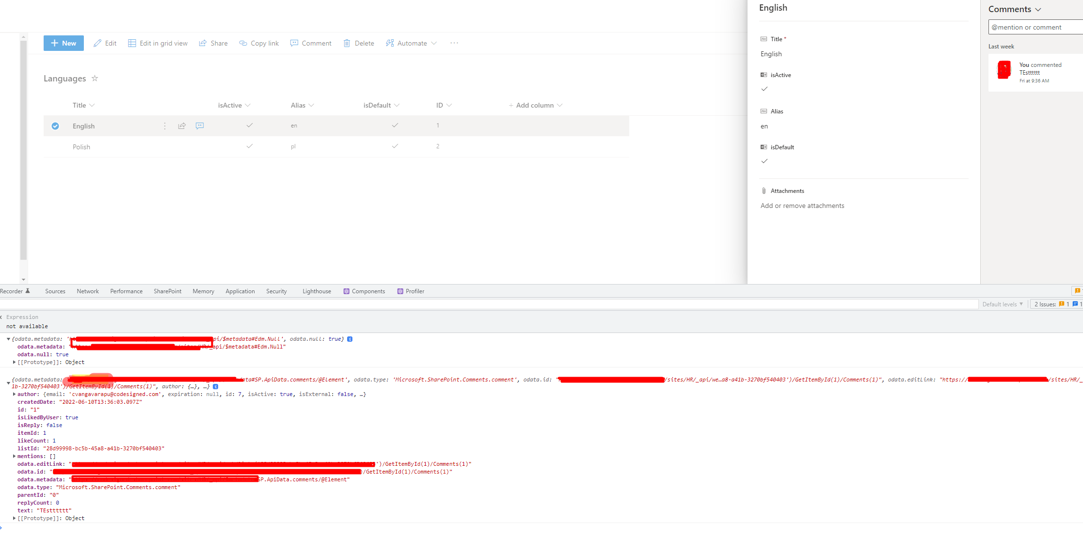 Unable to Like a Comment in Events list using PnPJs · Issue #2313 · pnp/pnpjs · GitHub