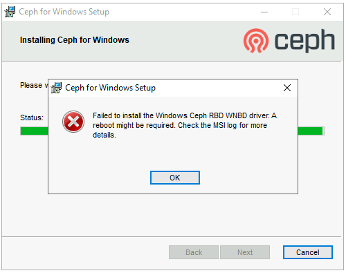 missing dlls reported when installing from built msi installer · Issue #23 · cloudbase/ceph ...