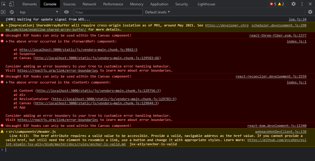 Uncaught R3F hooks can only be used within the Canvas component while using tag · Issue #364 ...