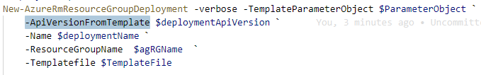 New-AzureRmResourceGroupDeployment with -TemplateParameterObject doesn't support parameter named ...