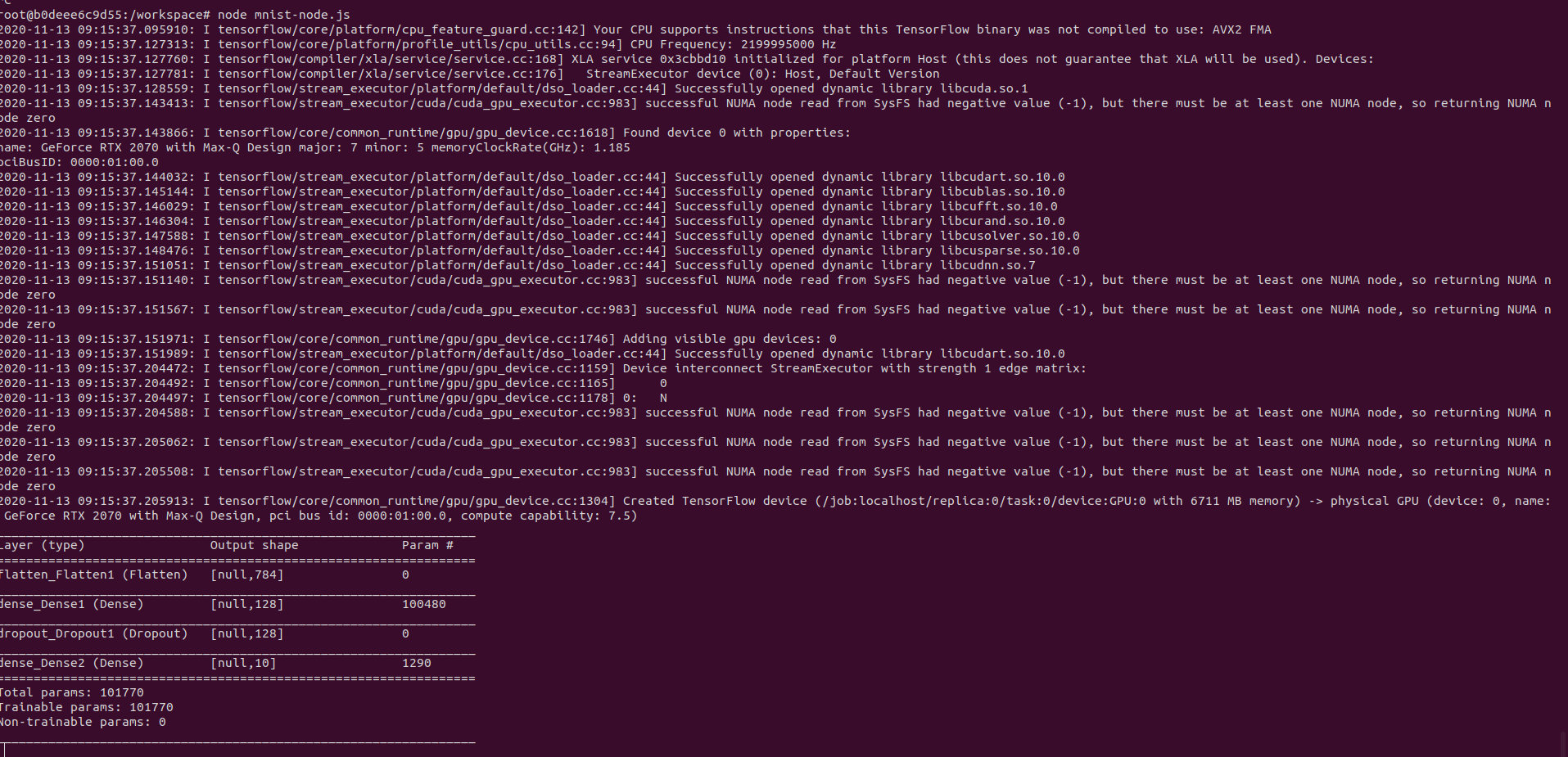 Ubuntu 1804 Docker Image Getting Stuck On Mnist Sample · Issue 4229 · Tensorflowtfjs · Github 5249