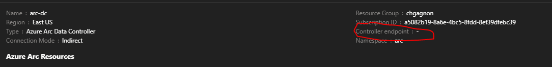 Arc controller dashboard lists empty endpoint · Issue #16545 · microsoft/azuredatastudio · GitHub