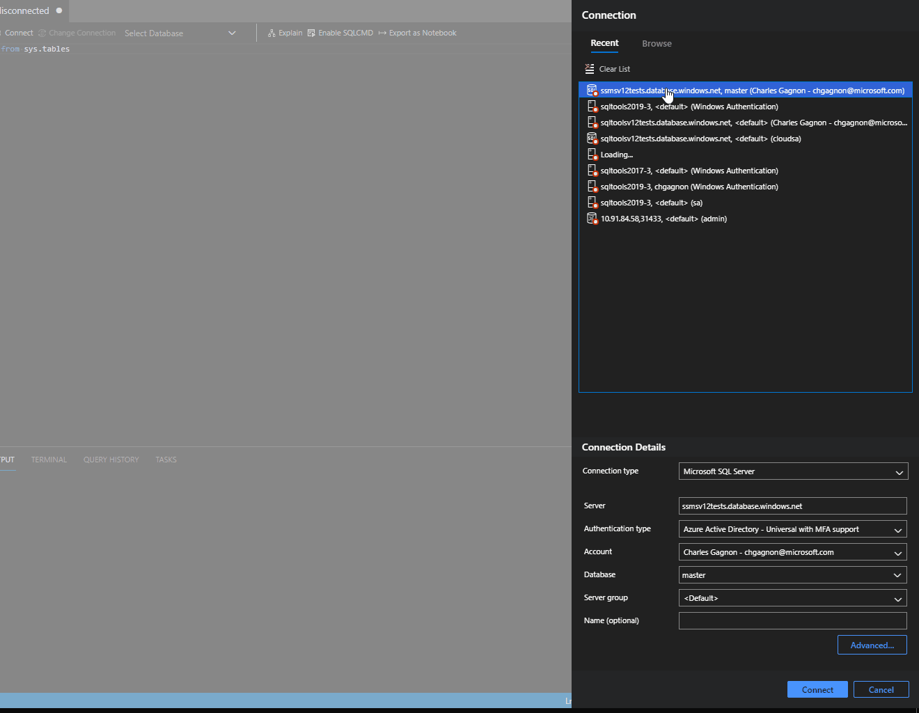Canceling connection in connection dialog shows error · Issue #16556 · microsoft/azuredatastudio ...
