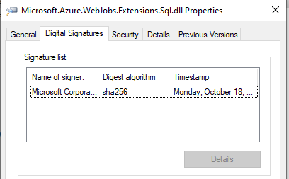 Authenticode sign out DLLs by Charles-Gagnon · Pull Request #132 · Azure/azure-functions-sql ...