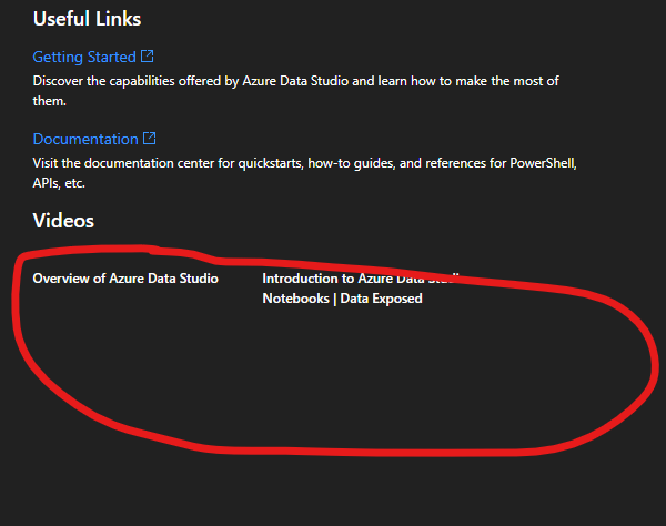 Welcome page missing video images · Issue #18002 · microsoft/azuredatastudio · GitHub