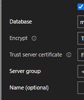 Encrypt/Trust Server Certificate labels different colors than other ...