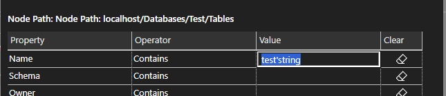 OE Filtering doesn't properly escape strings · Issue #23391 · microsoft/azuredatastudio · GitHub