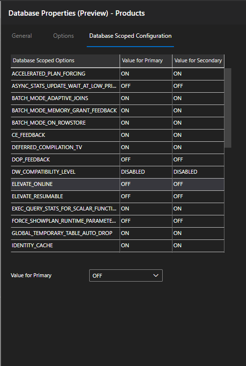 DB Scoped Config shows secondary values for non-secondary options · Issue #24192 · microsoft ...