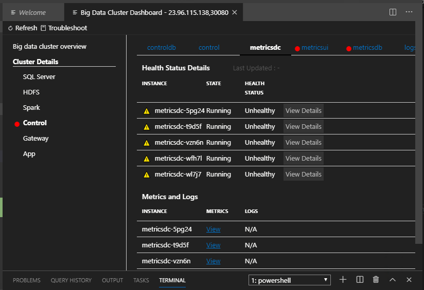 BDC Dashboard main content area isn't scrollable · Issue #7401 · microsoft/azuredatastudio · GitHub