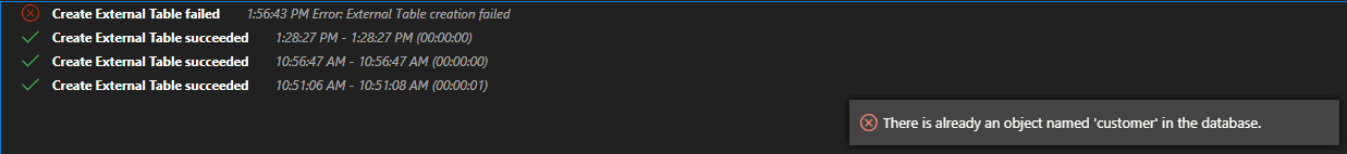 When External Tables Fail To Create No Information Is Given · Issue 8998 · Microsoft