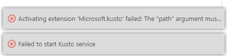 Kusto extension errors on startup · Issue #11984 · microsoft/azuredatastudio · GitHub