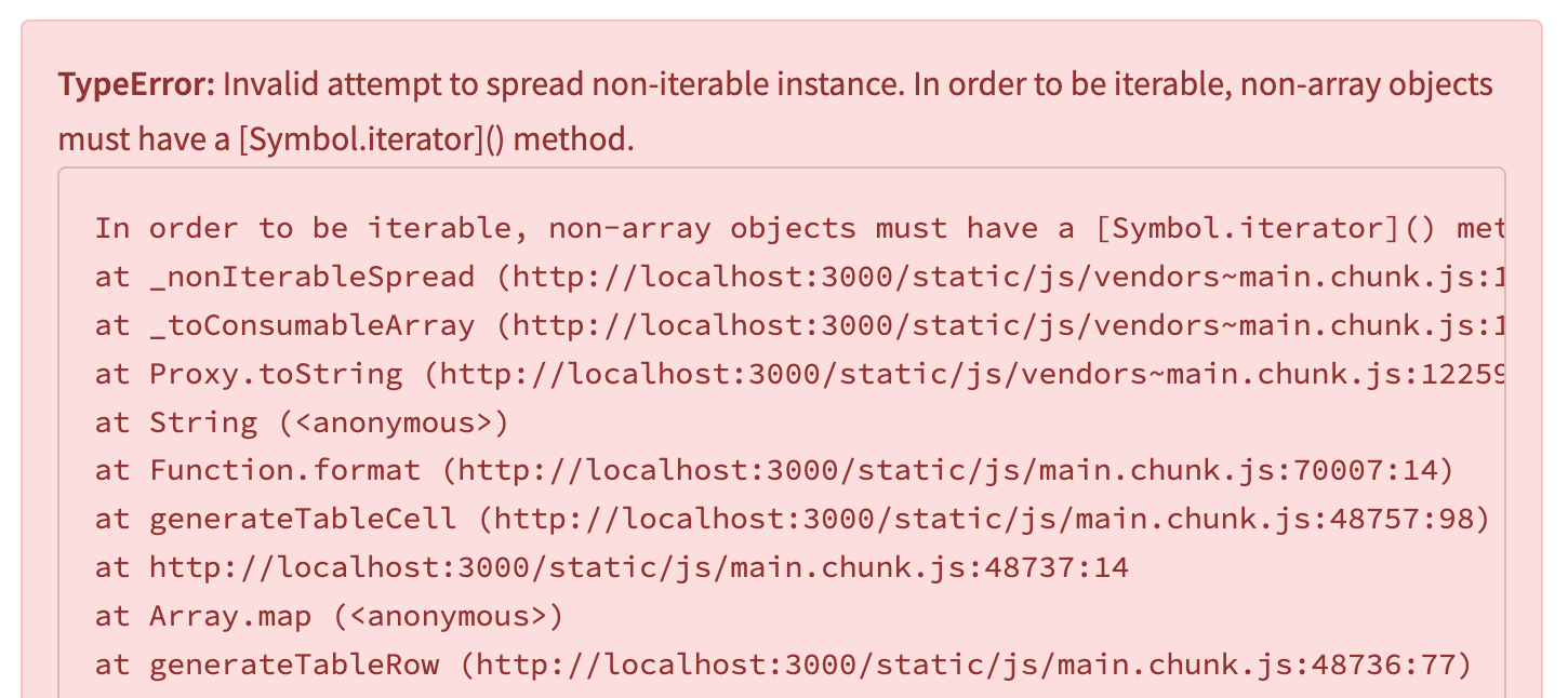 Getting a Javascript error on trying to display a table using st.table ...