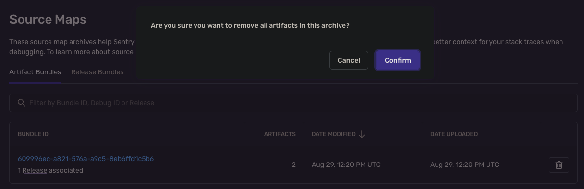 Unable to properly delete uploaded artifacts ("Nothing to upload, all files are on the server ...