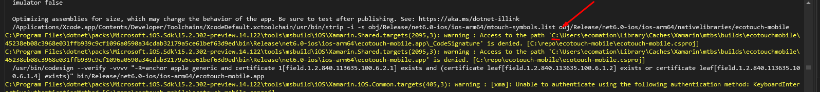 Publishing For Ios Arm64 Via Mac Mixes Up Mac And Windows File Structure And Creates Invalid